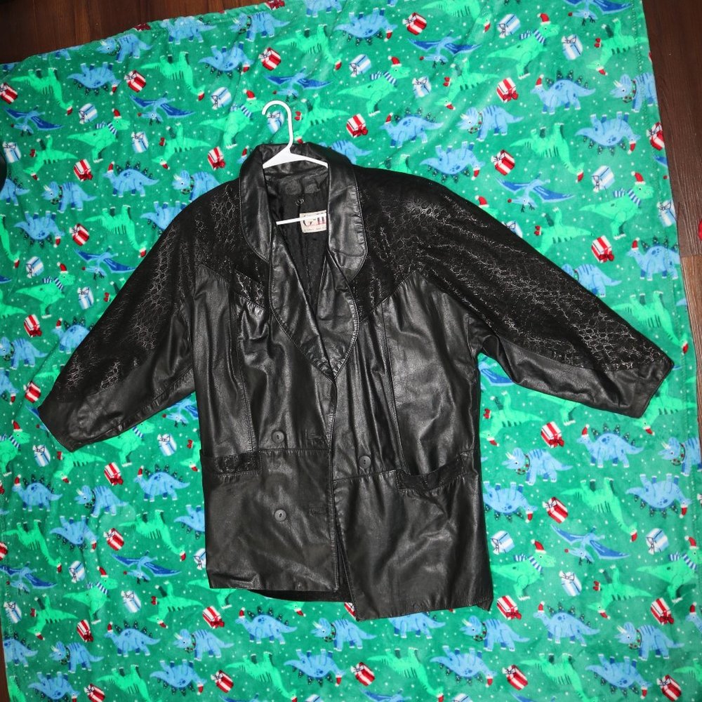 G-Iii Genuine Leather Jacket Snake Skin Pattern - Gem